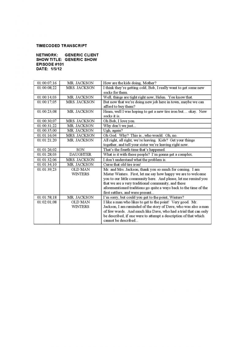 Dialogue Lists - Transcription & Translation Services