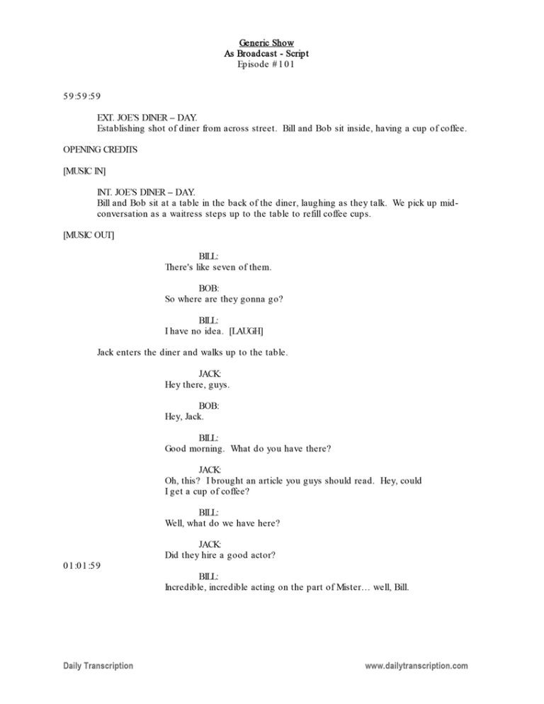 As-Broadcast Scripts Transcription - Daily Transcription